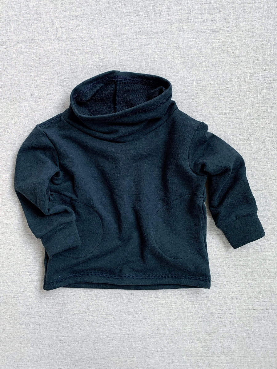 cowl neck organic french terry sweatshirt in ink – mabo